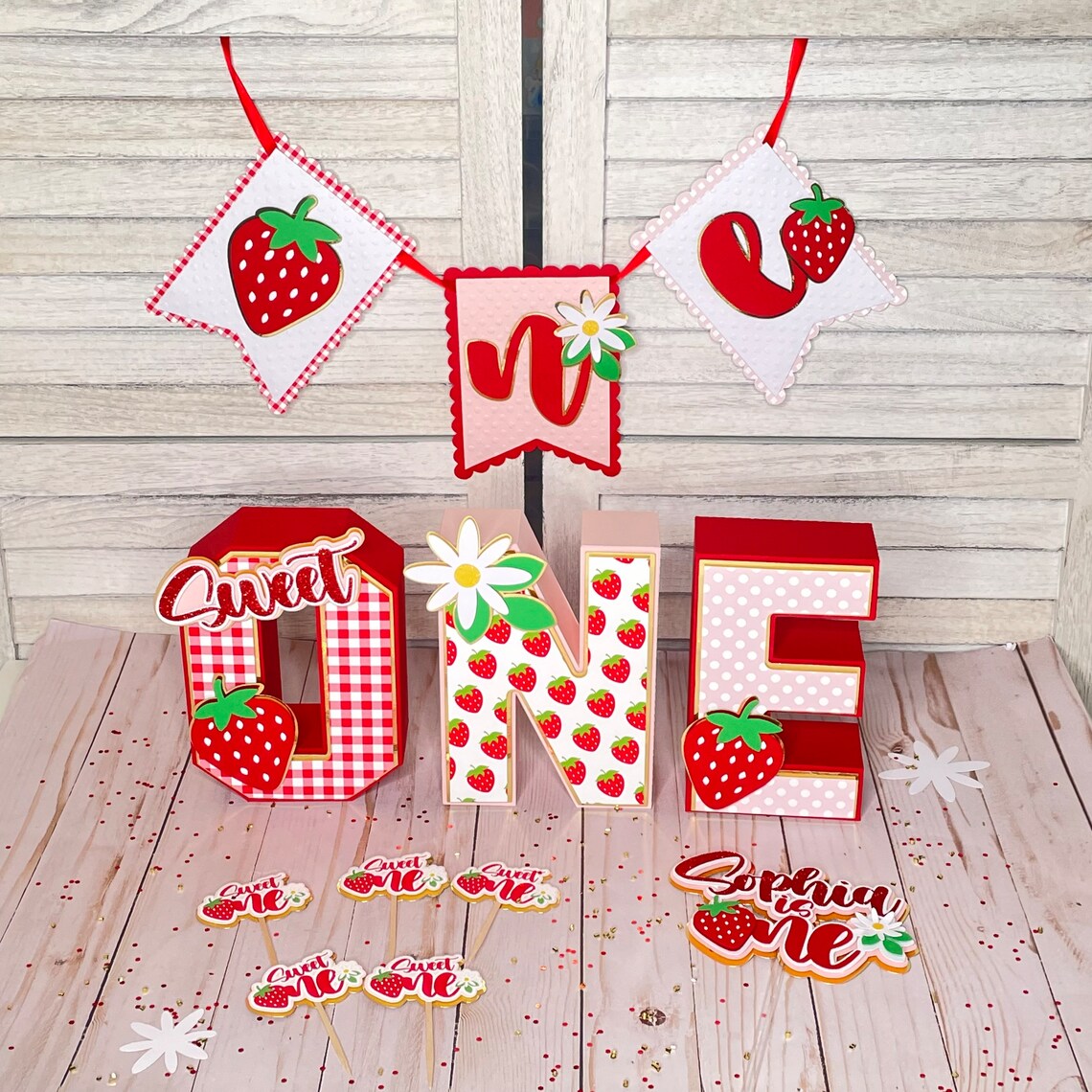 Strawberry Cake Topper, Berry Sweet, Strawberry Party Decorations ...