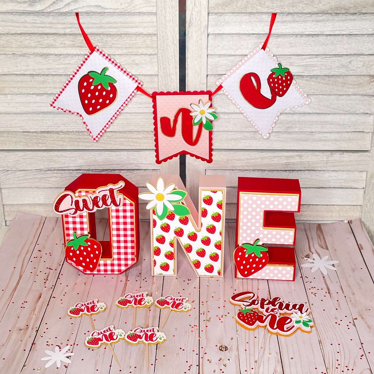 Strawberry Cake Topper, Berry Sweet, Strawberry Party Decorations ...