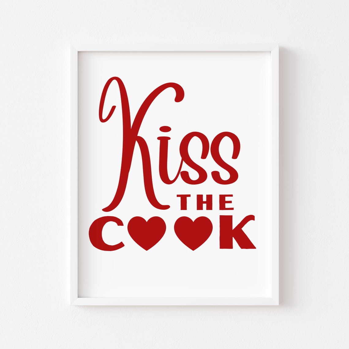 Kiss the Cook Kitchen Art Print: Playful Heart Decor - Etsy