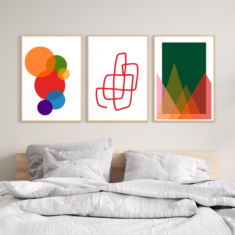 Primary Colors Modern Wall Art Printables - 5 Prints, Bright Rainbow ...