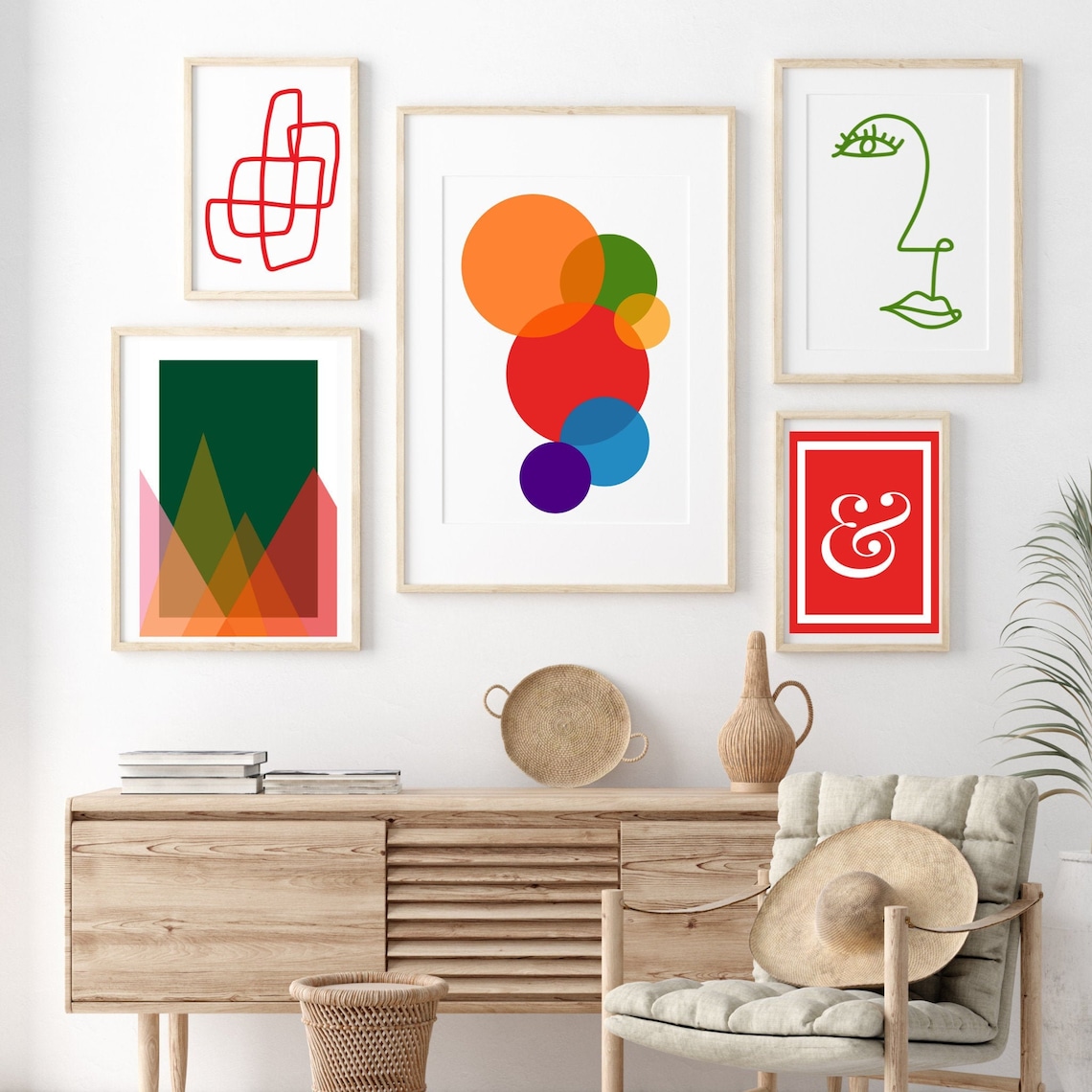 Primary Colors Modern Wall Art Printables 5 Prints, Bright Rainbow ...