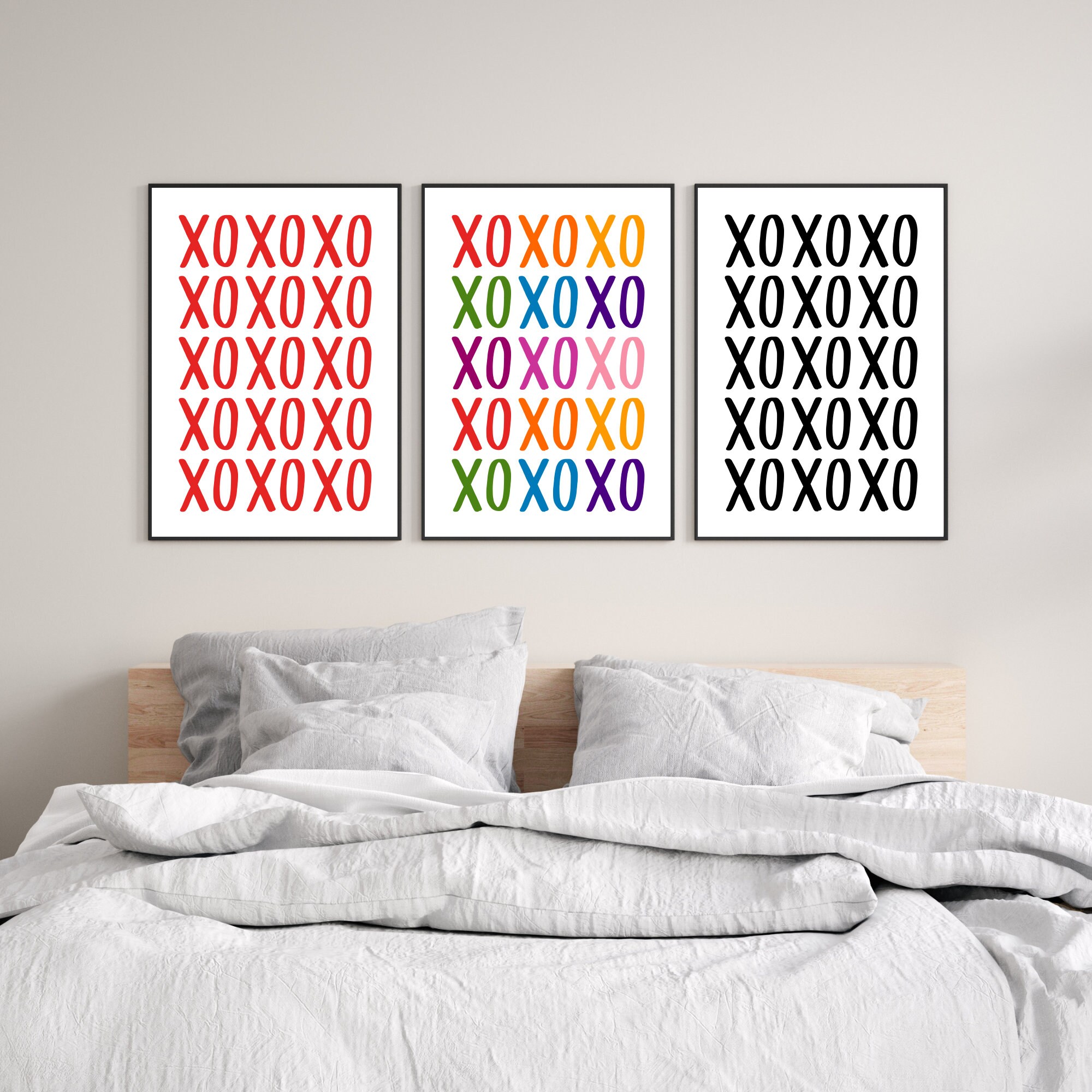 Black & White XO Printable Sign Set of 3 Wall Art Printables Digital ...