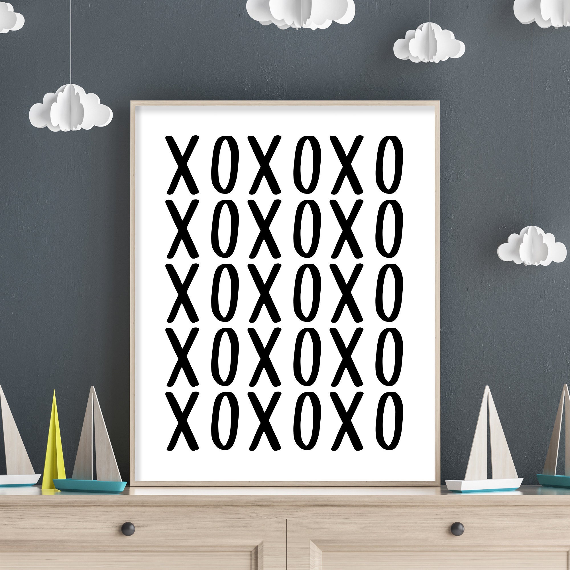 Black & White XO Printable Sign Set of 3 Wall Art Printables Digital ...
