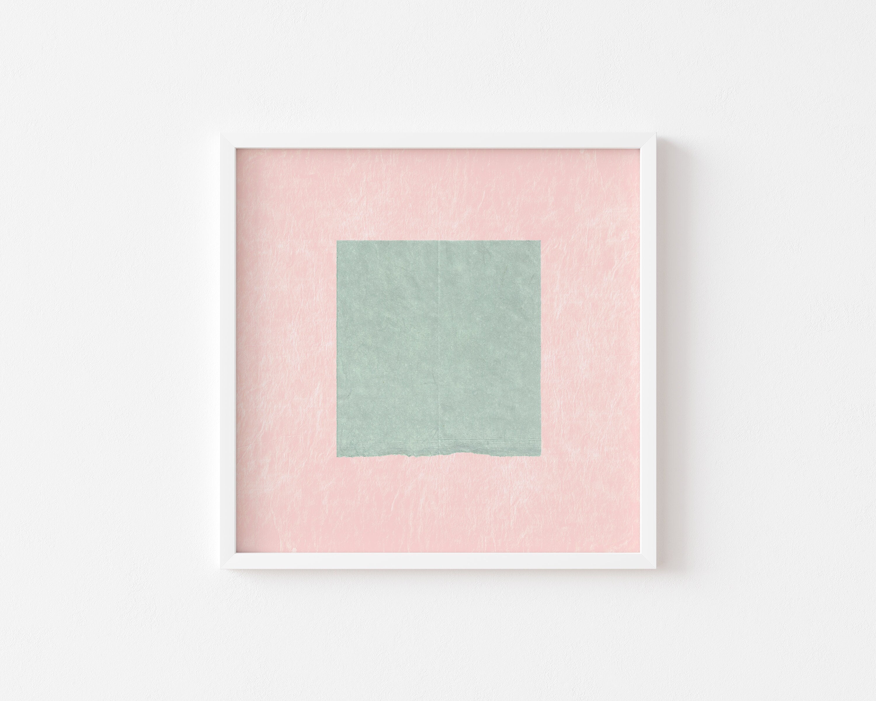 Pink Green Minimalist Printable, Square Blush Pink Abstract Wall Art ...