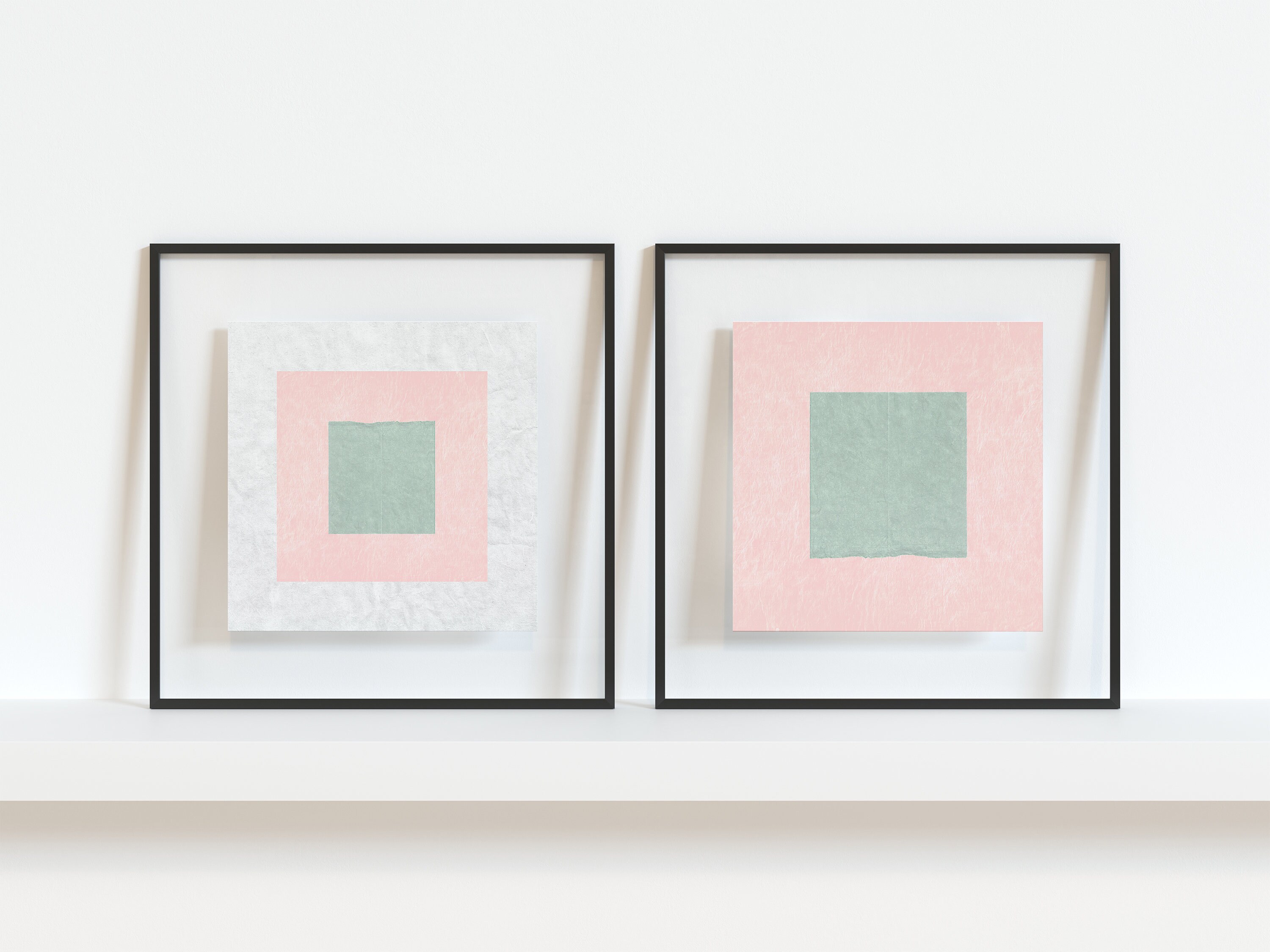 Pink Green Minimalist Printable, Square Blush Pink Abstract Wall Art ...