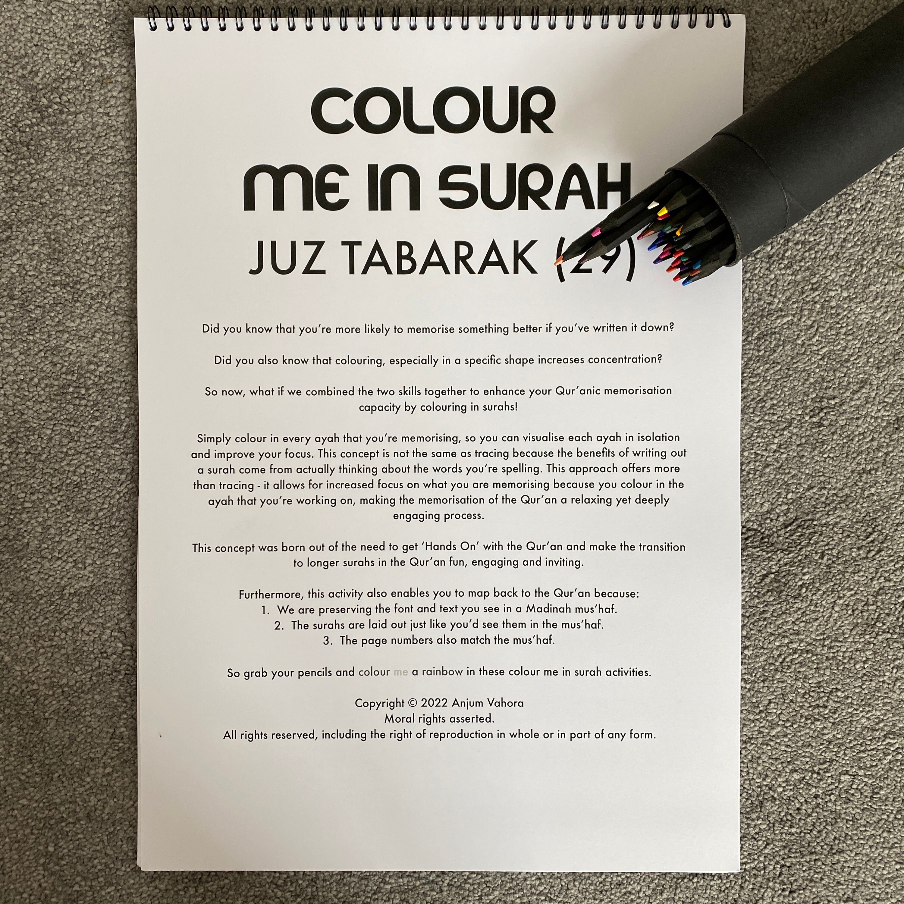 Quran Colouring Activity Book: Surah Juz Tabarak, A3 Physical Book - Etsy