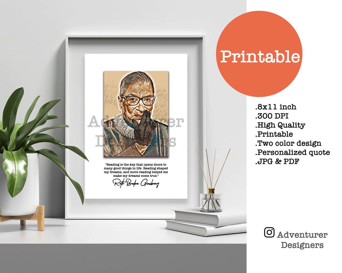 Ruth Bader Ginsburg RGB Quotes Printable RBG Poster | Etsy
