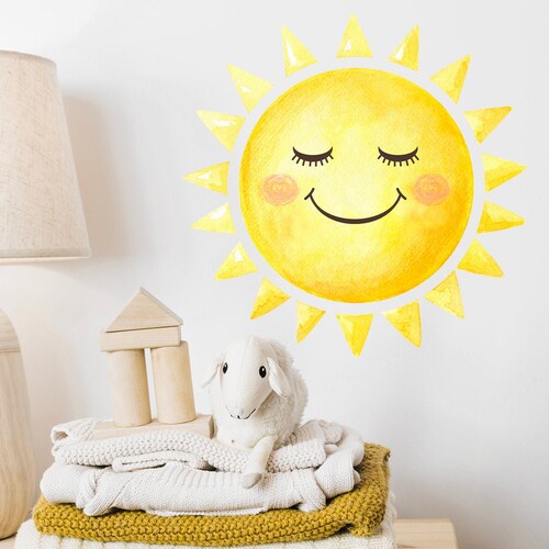 Sun Wall Decal Watercolour Room Decor Sunshine Wall Decor - Etsy