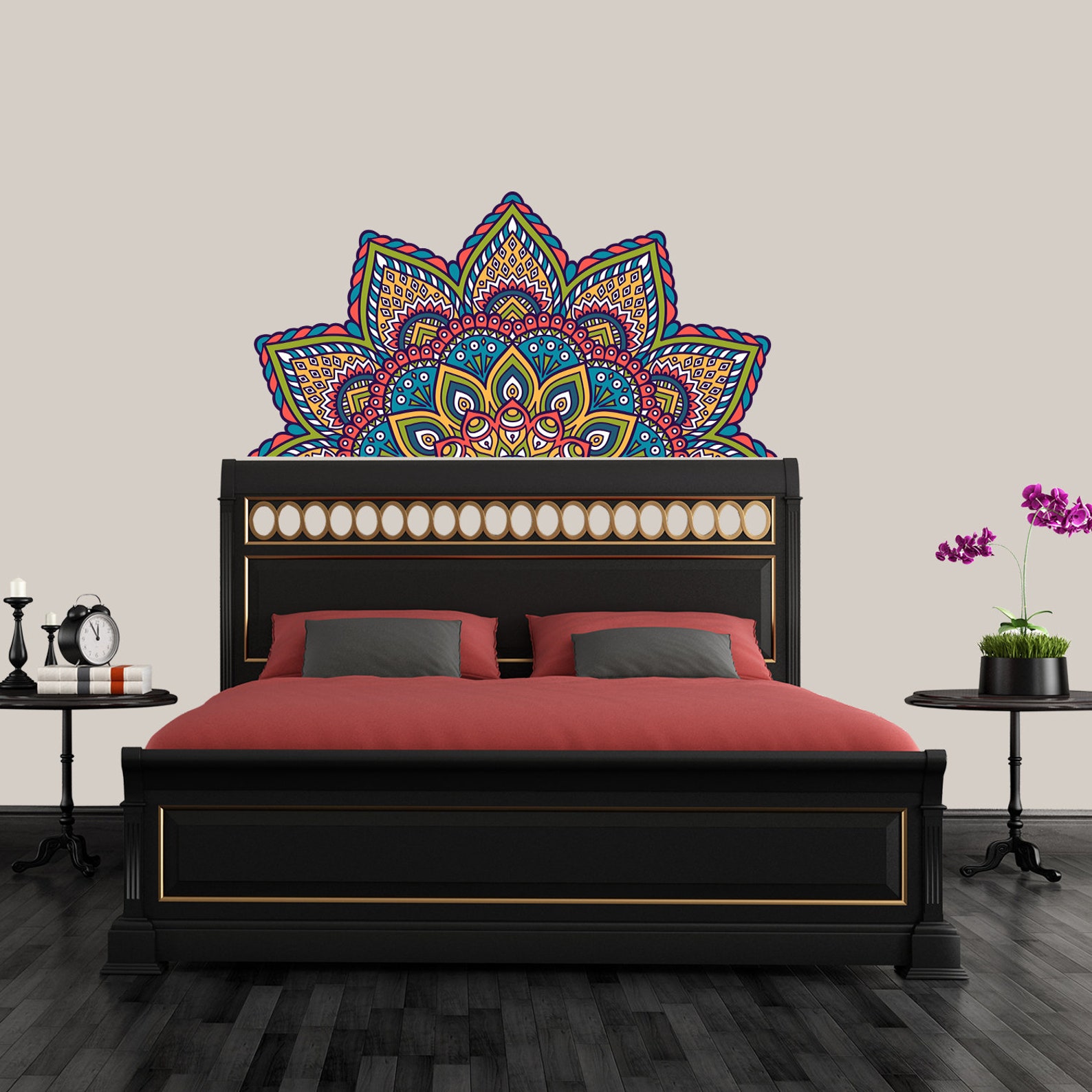 Half Mandala Wall Decal for Bedroom Colorful Mandala Wall - Etsy