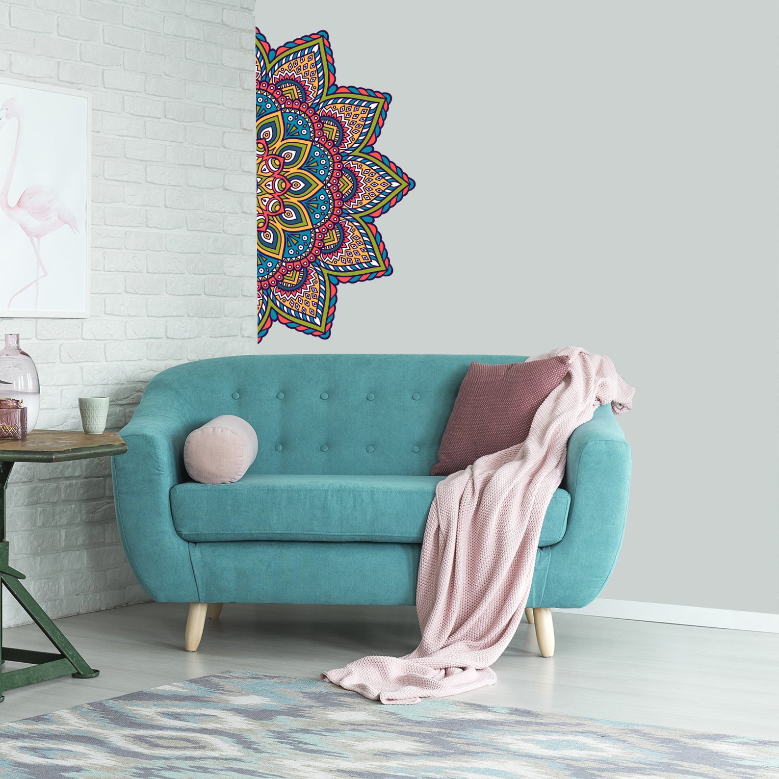 Half Mandala Wall Decal for Bedroom Colorful Mandala Wall - Etsy