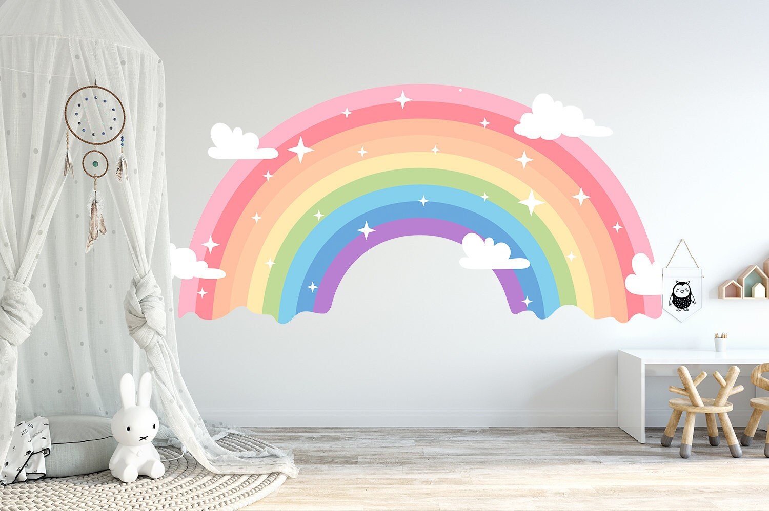 Pastel Rainbow Wall Decal for Girls Bedroom Rainbow With - Etsy