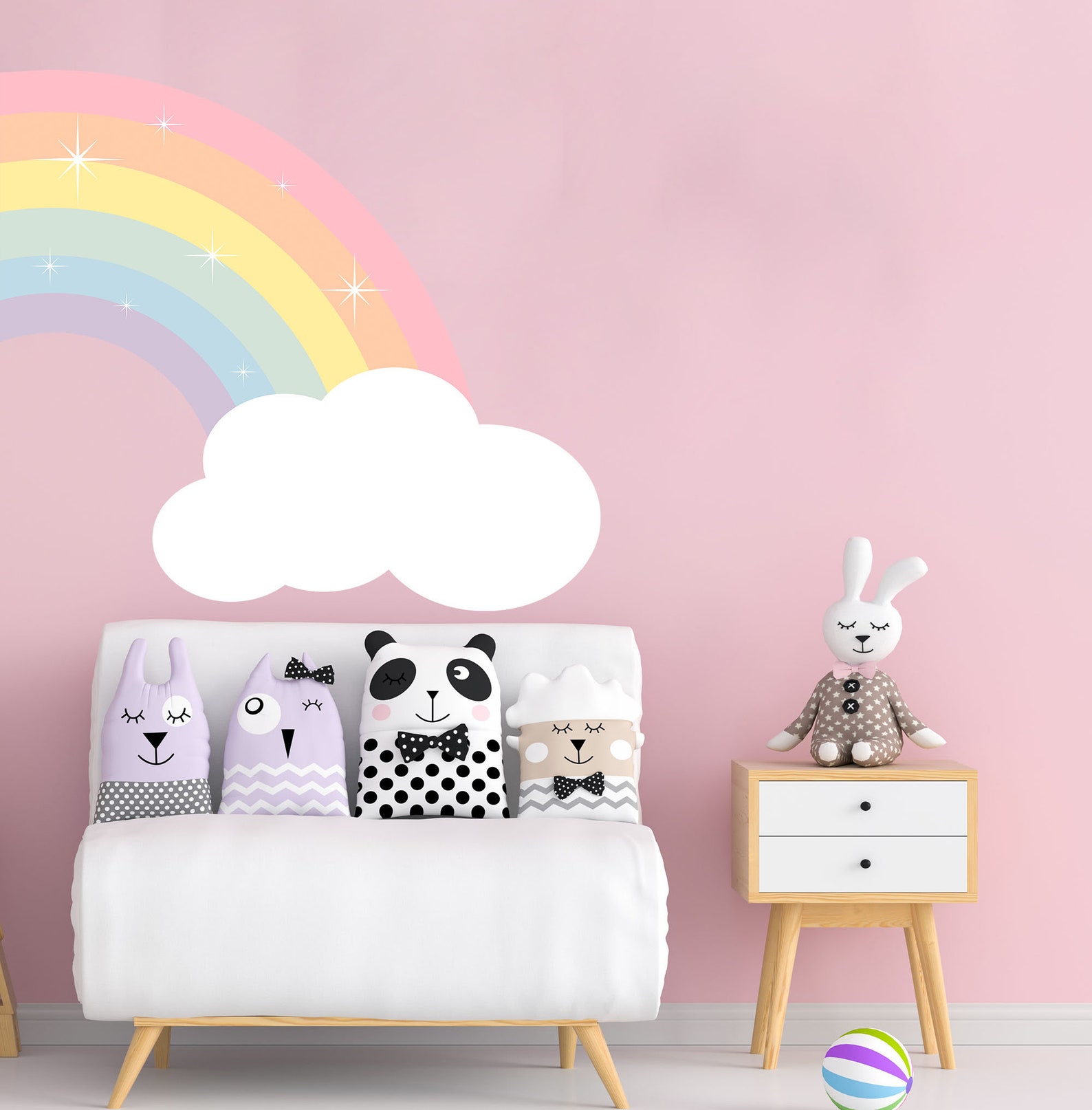 Rainbow Wall Decal Half Pastel Rainbow Decor Girl Nursery - Etsy