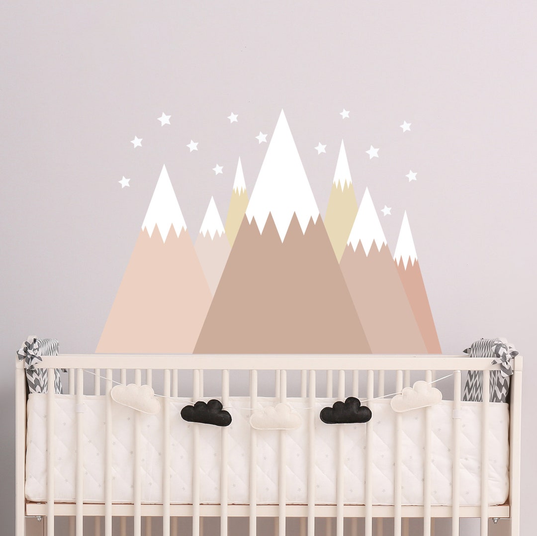 Boho Color Mountain Wall Decal Nursery - Mountains Wall Art Decor Kids ...