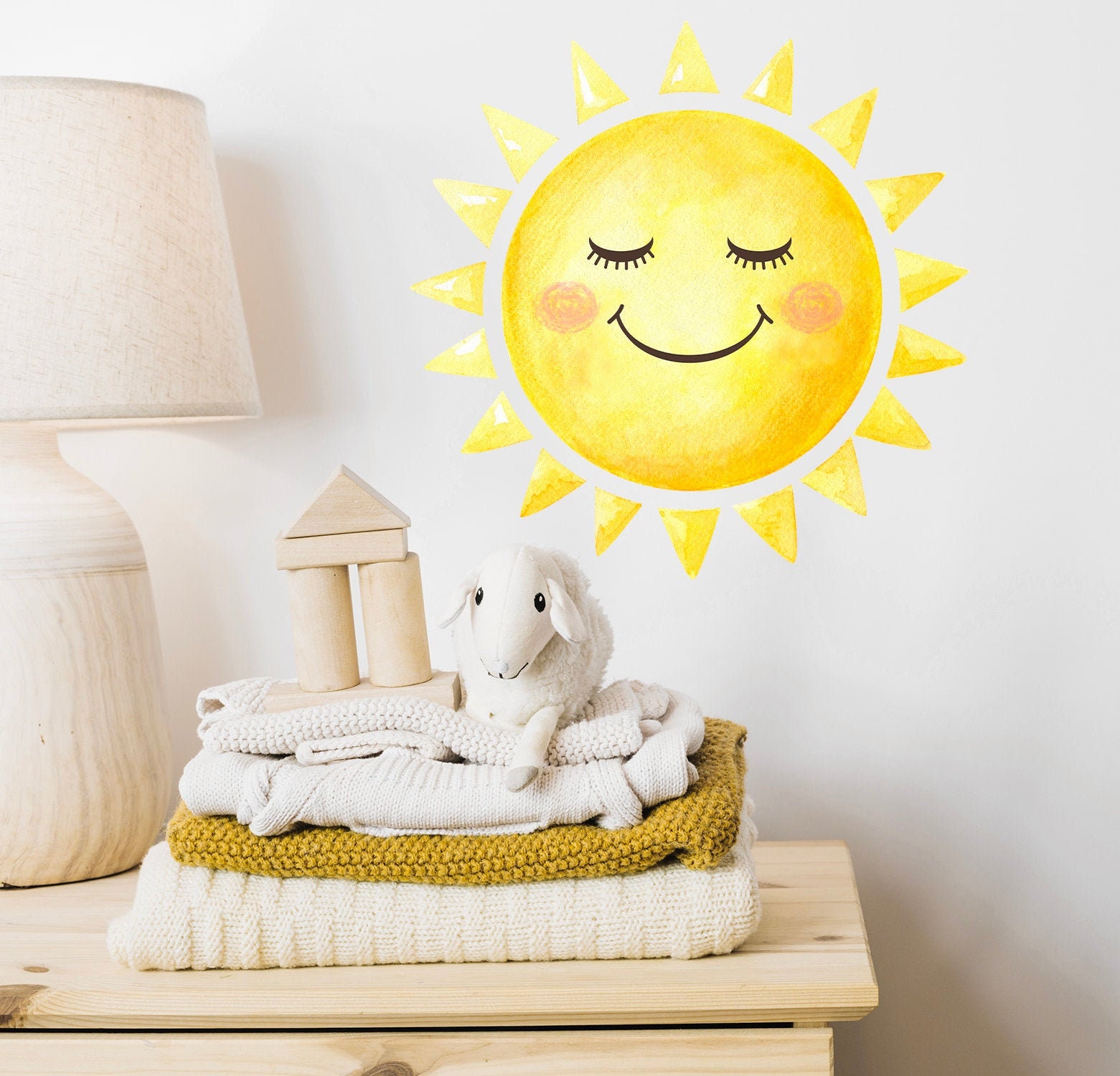 Funny Watercolor Sun Wall Decal Nursery Watercolour Kid Room | Etsy