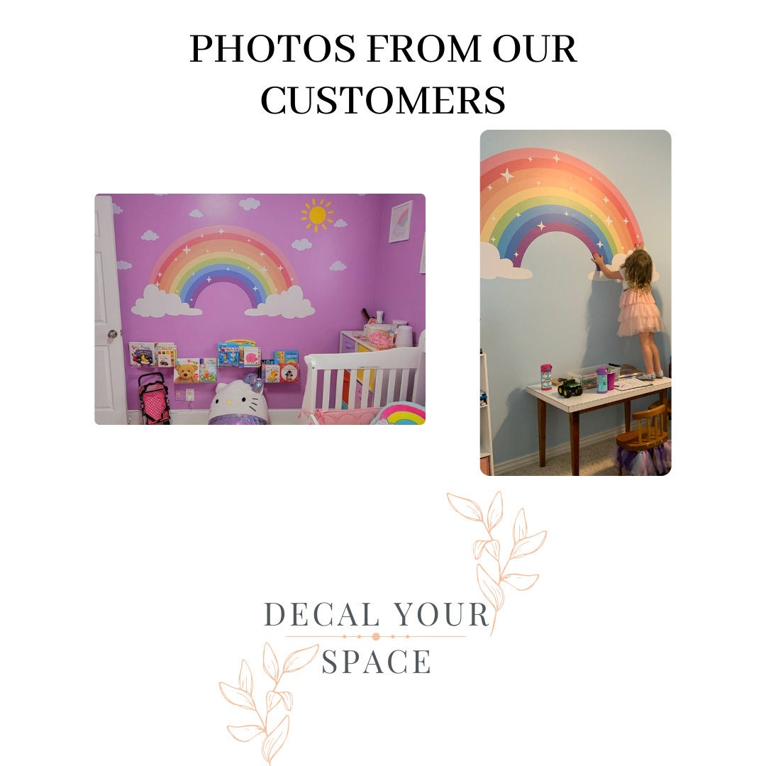Large Rainbow Wall Decal for Kids Playroom Small Rainbow | Etsy