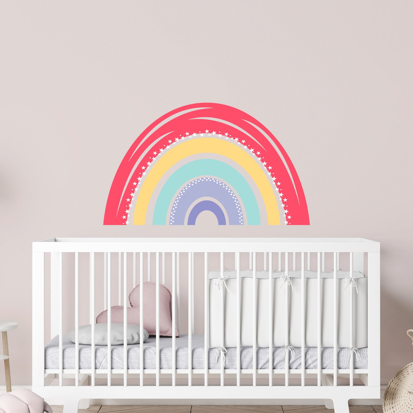 Pastel Rainbow Wall Decal for Girl Bedroom Large Rainbow - Etsy