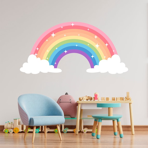 Large Rainbow Wall Decal for Kids Playroom Small Rainbow - Etsy