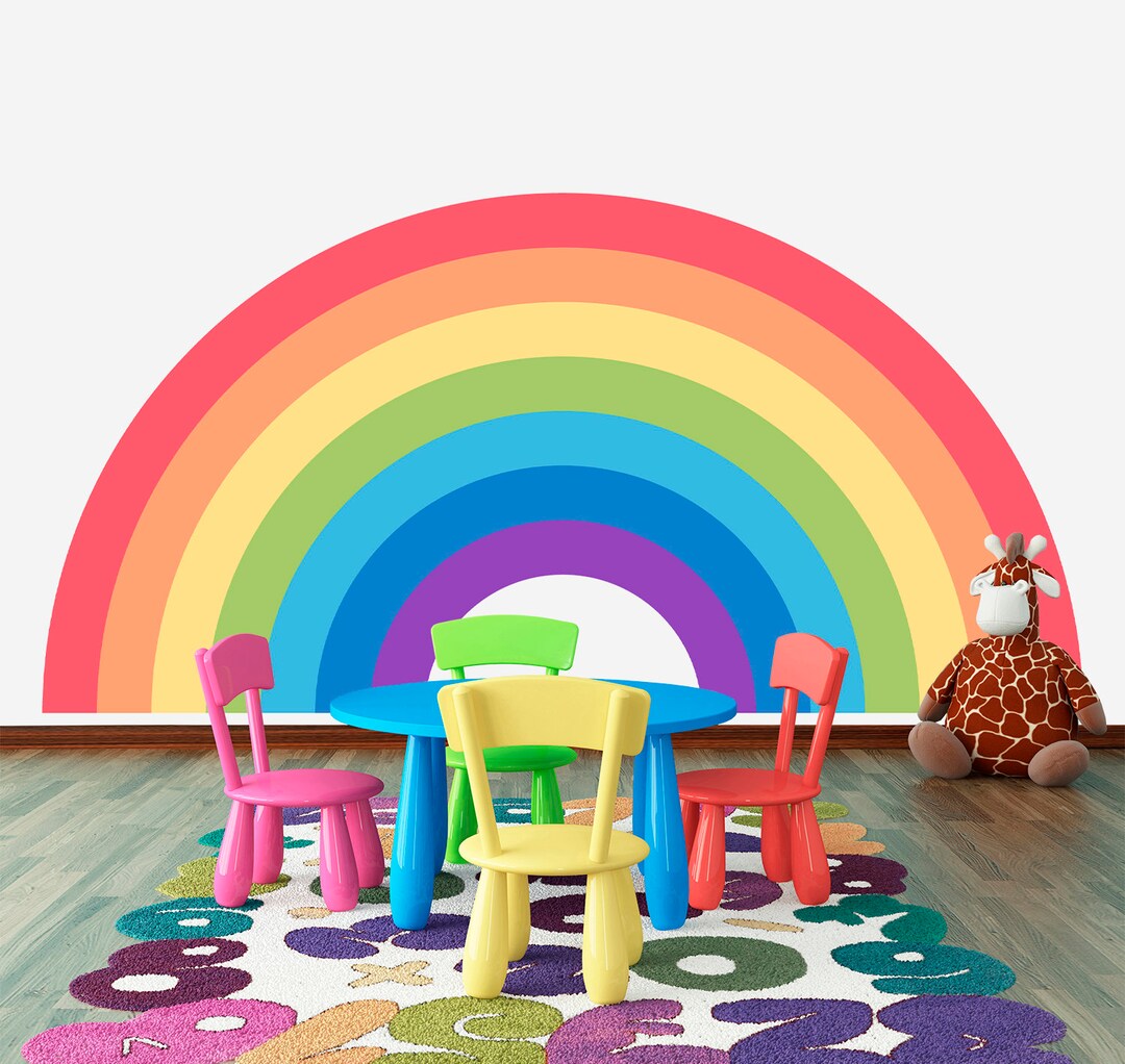 Large Rainbow Wall Decal for Playroom - Rainbow Decor Girl and Boy ...
