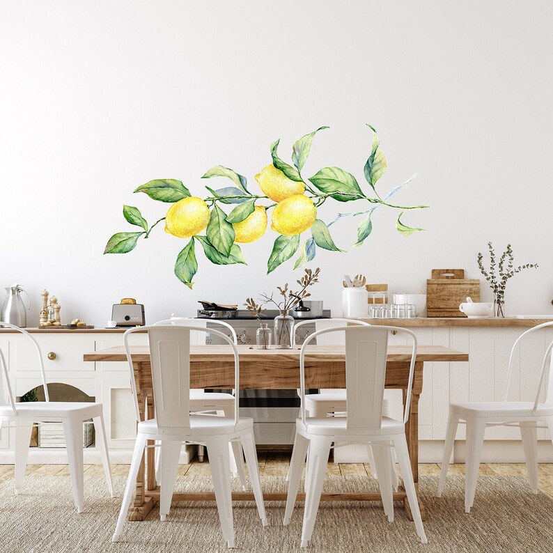 Kitchen Decal Wall Decals Watercolor Lemon Art Decor Tile - Etsy