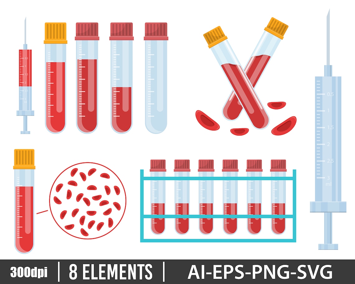 Blood Test Clipart Vector Design Illustration. Blood Test Set. Vector ...