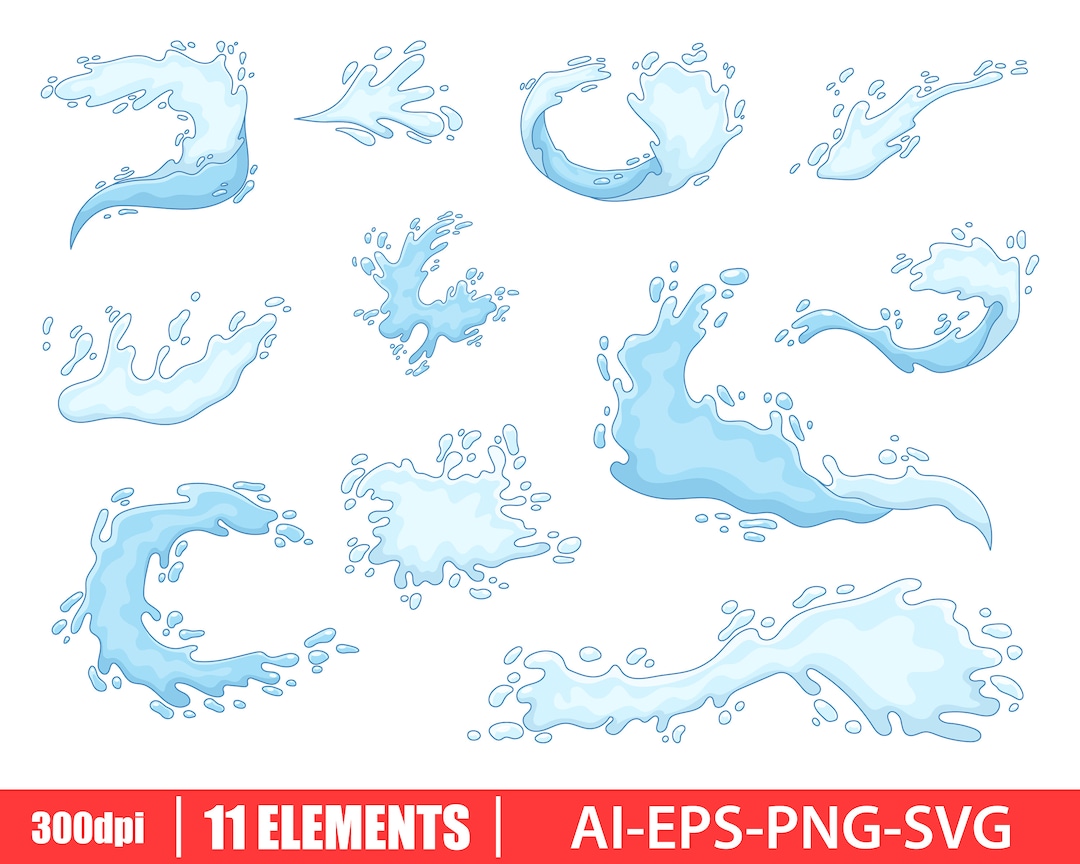 Water Splash Clipart Vector Design Illustration. Water Splash - Etsy ...