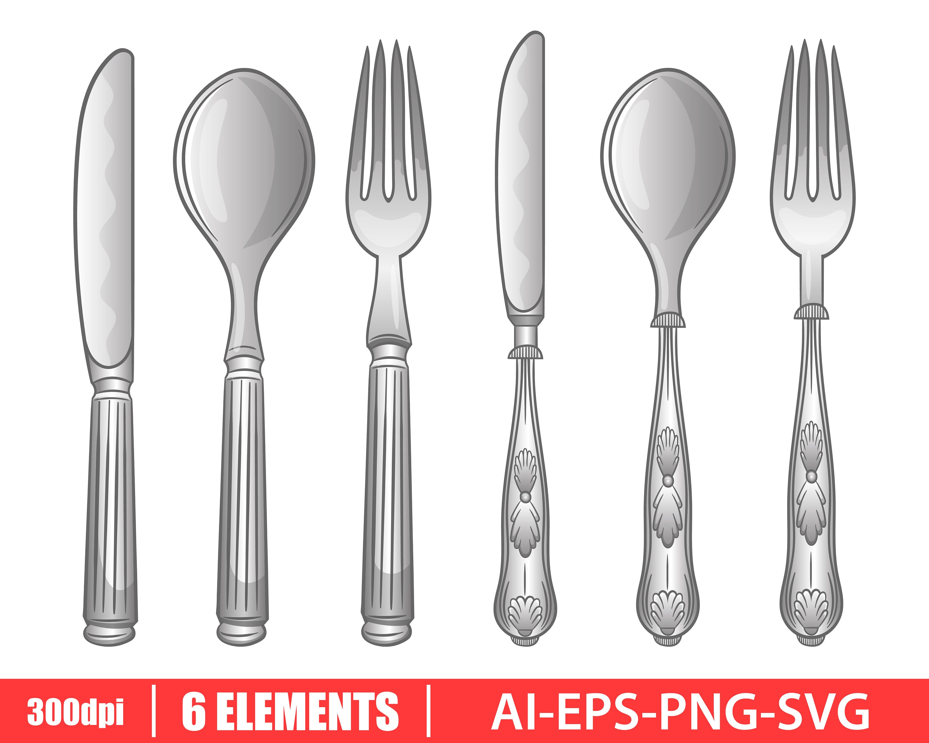 Vintage Cutlery Clip Art