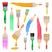 Paint Brush and Can Artistic Tools DIY Painting Kit Digital Vector Art ...
