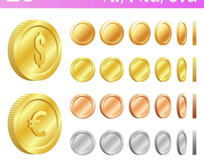 Gold Coins Clipart - PNG Format - Etsy Canada