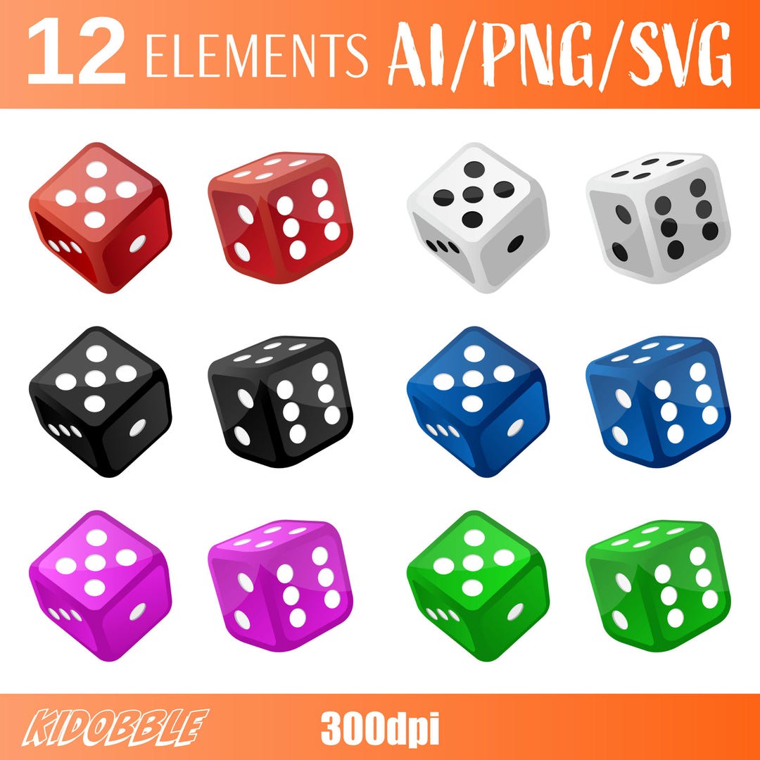 Dice Clipart Set | Hand-drawn Dice Graphics | Gaming Icon Clipart ...