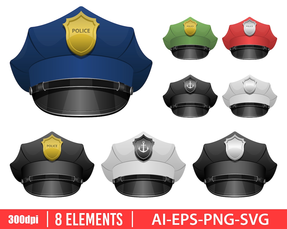 Police Officer Hat Clipart Vector Design Illustration. Police - Etsy