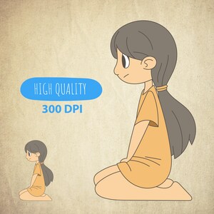 Cute 2D Flat Design Little Girl Digital Files Cute Printable Little ...