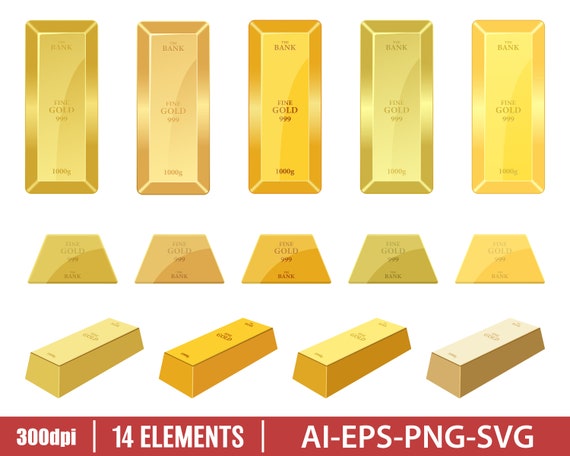 Gold Bar Clipart Vector Design Illustration. Gold Ingot Set. - Etsy