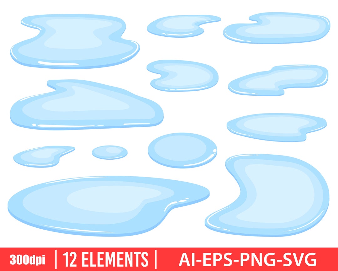 Water Puddle Clipart Vector Design Illustration. Water Puddle Set ...