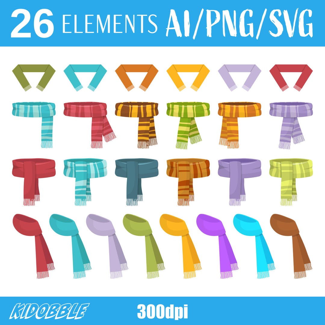 Winter Scarf Clipart Vector Design Scarf Clipart Winter Accessories ...