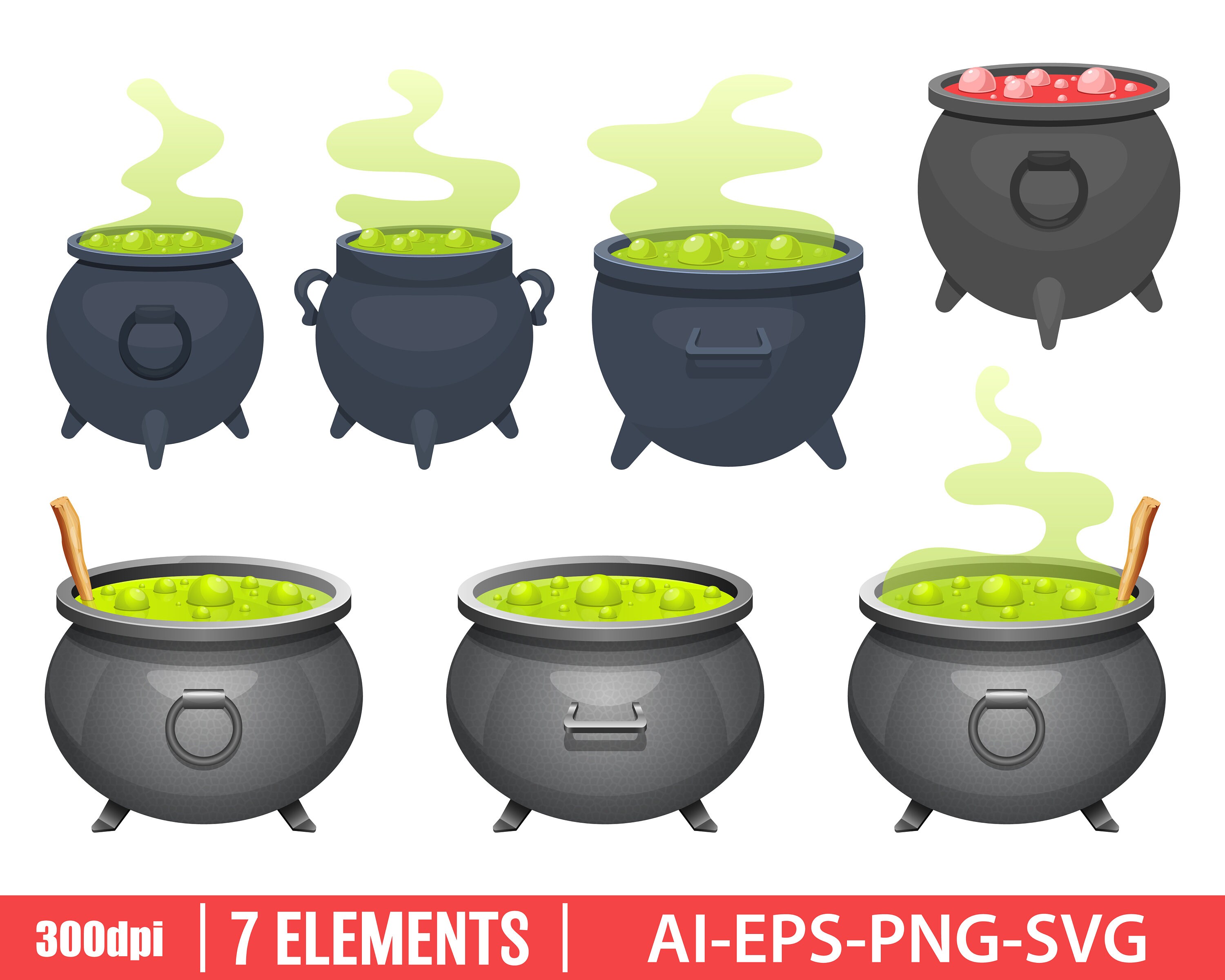 Witch cauldron clipart vector design illustration. Witch | Etsy