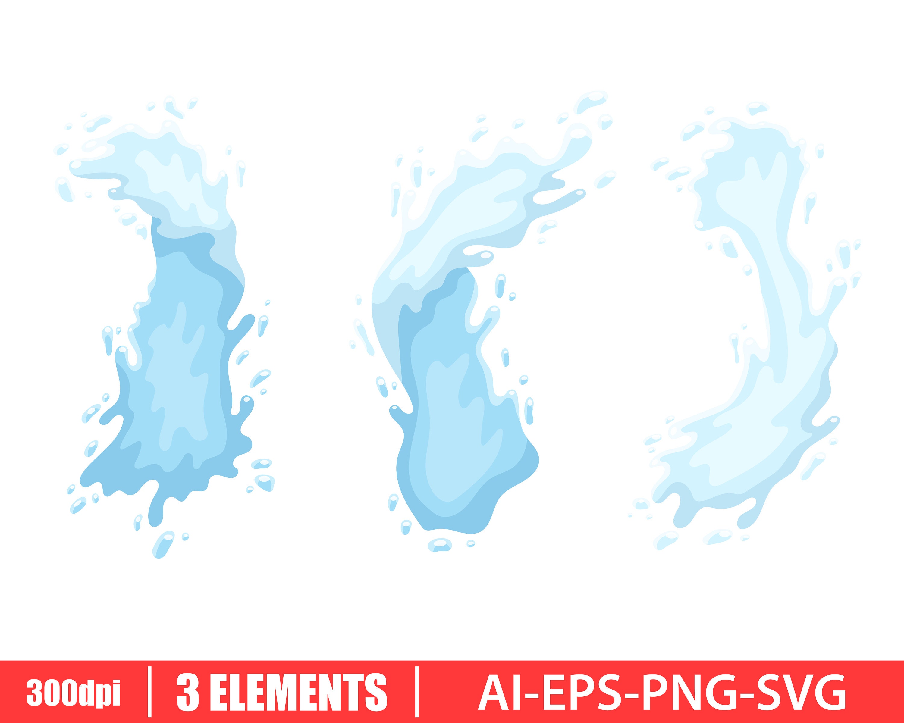 Water Splash Clipart Vector Design Illustration. Water Splash - Etsy ...