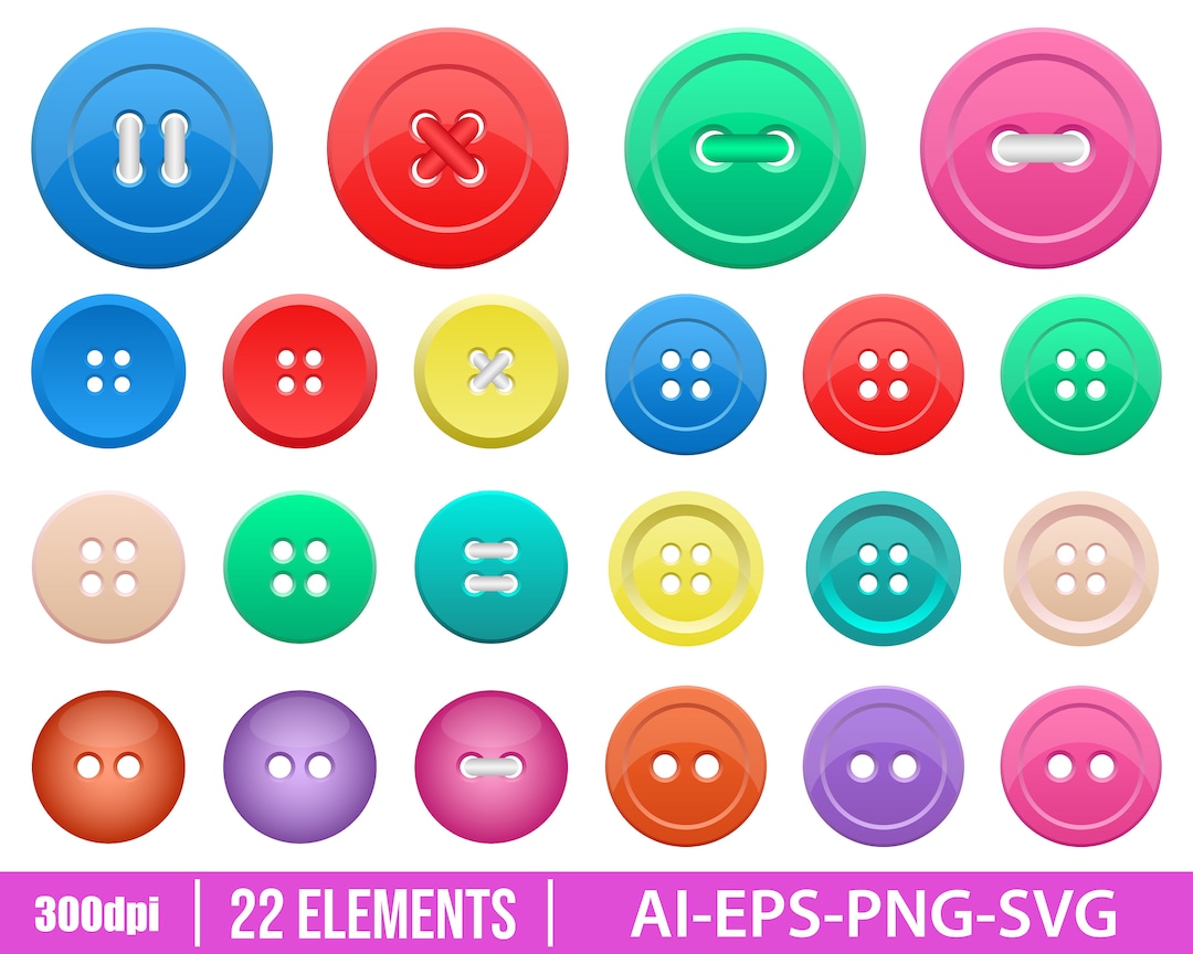 Clothes Button Clipart Vector Design Illustration. Buttons Set. Vector ...