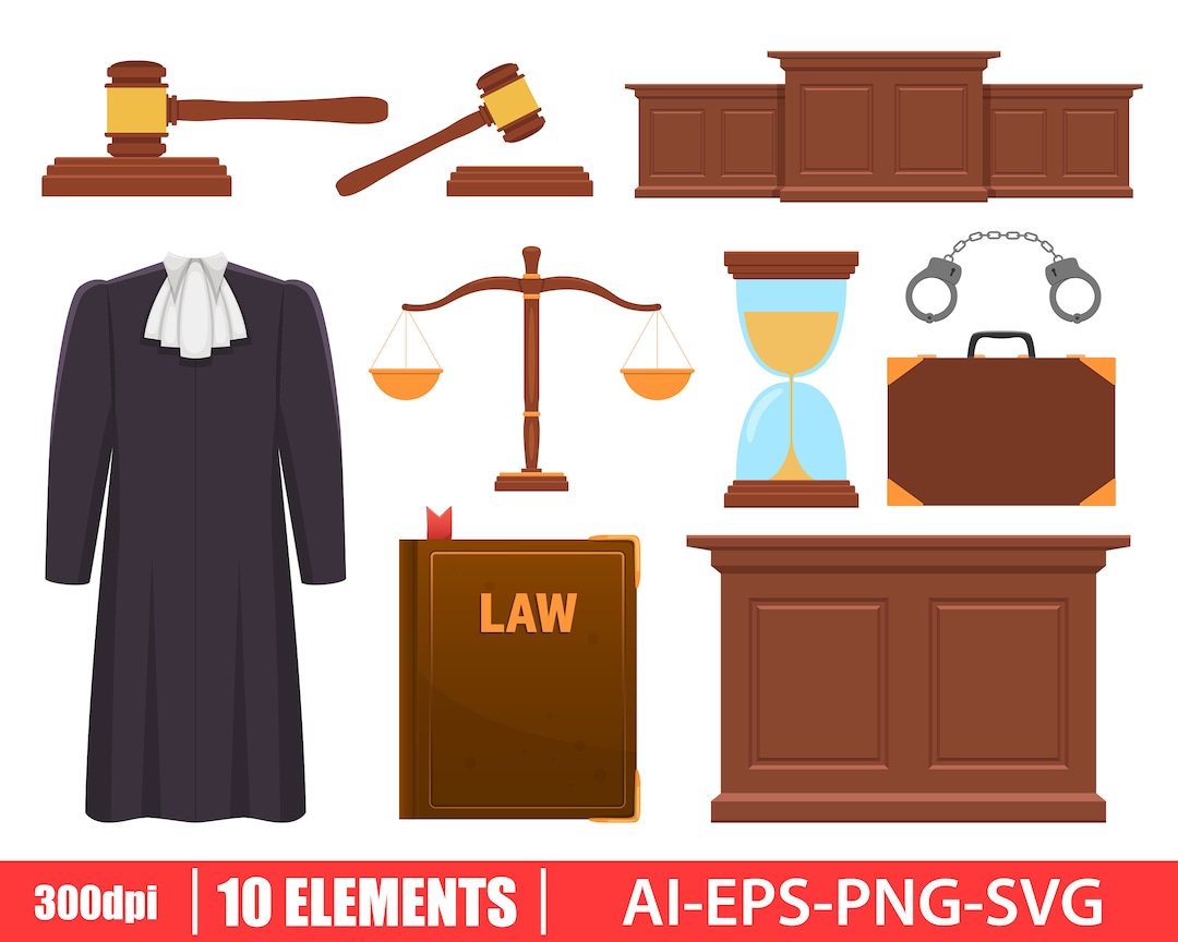 Judge Collection Court Law Justice Authority Vector Art Legal Symbols ...