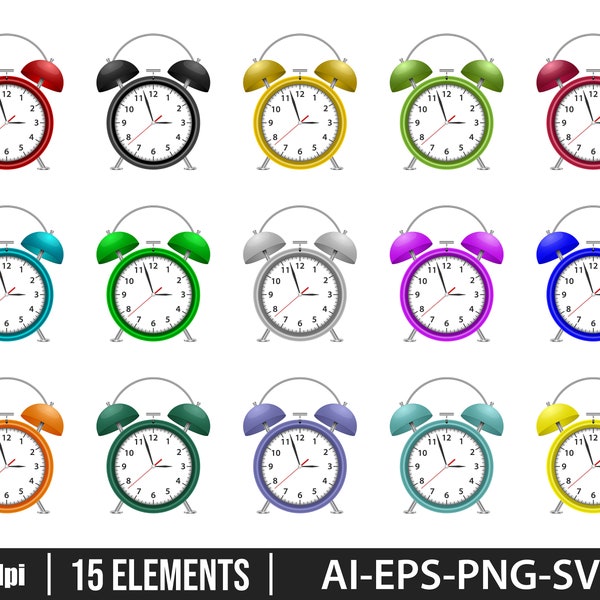 Alarm Clock Clipart - Etsy