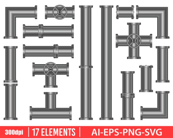 Metallic Pipes Clipart Vector Design Illustration. Metallic | Etsy