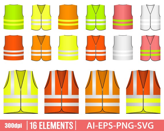 Safety Vest Clipart Vector Design Illustration. Safety Vest | Etsy