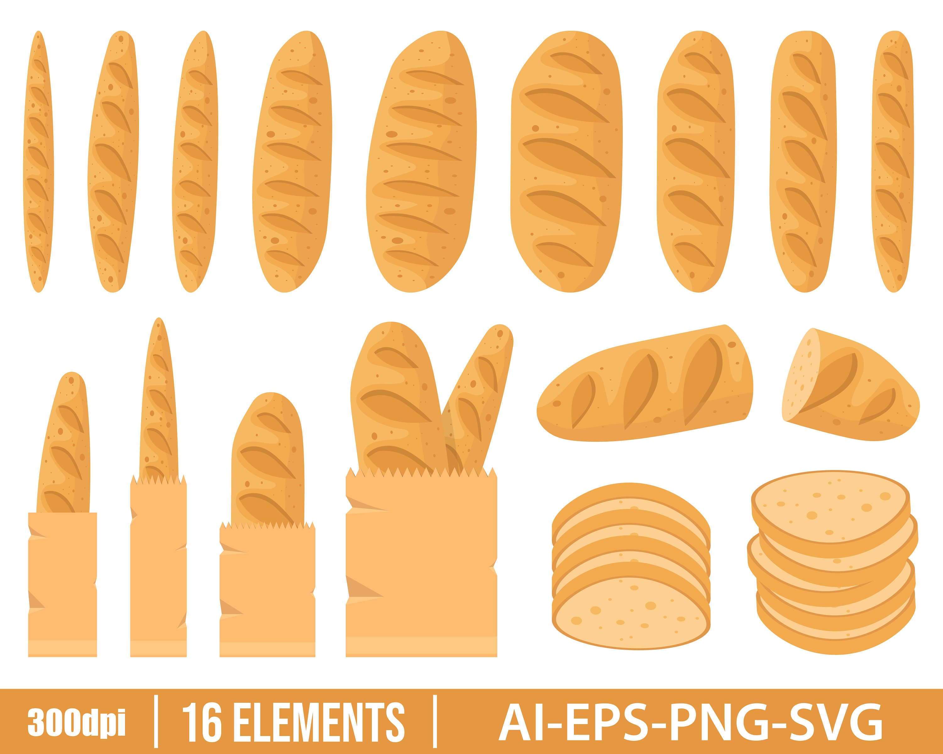 Fresh Bread Clipart Vector Design Illustration. Bread Set. - Etsy