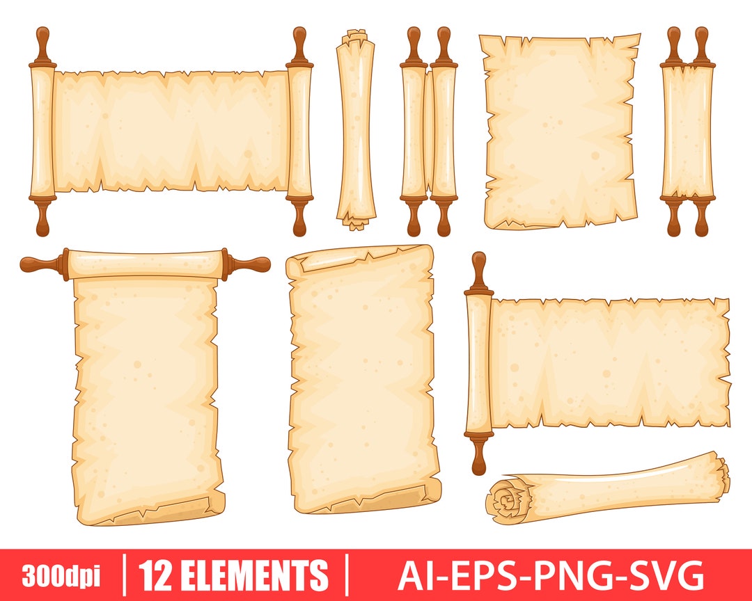Old Scroll Clipart Vector Design Illustration. Old Scroll Set. - Etsy