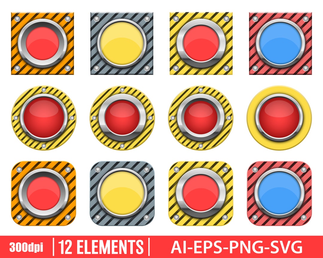 Panic Button Clipart Vector Design Illustration. Panic Button Set ...