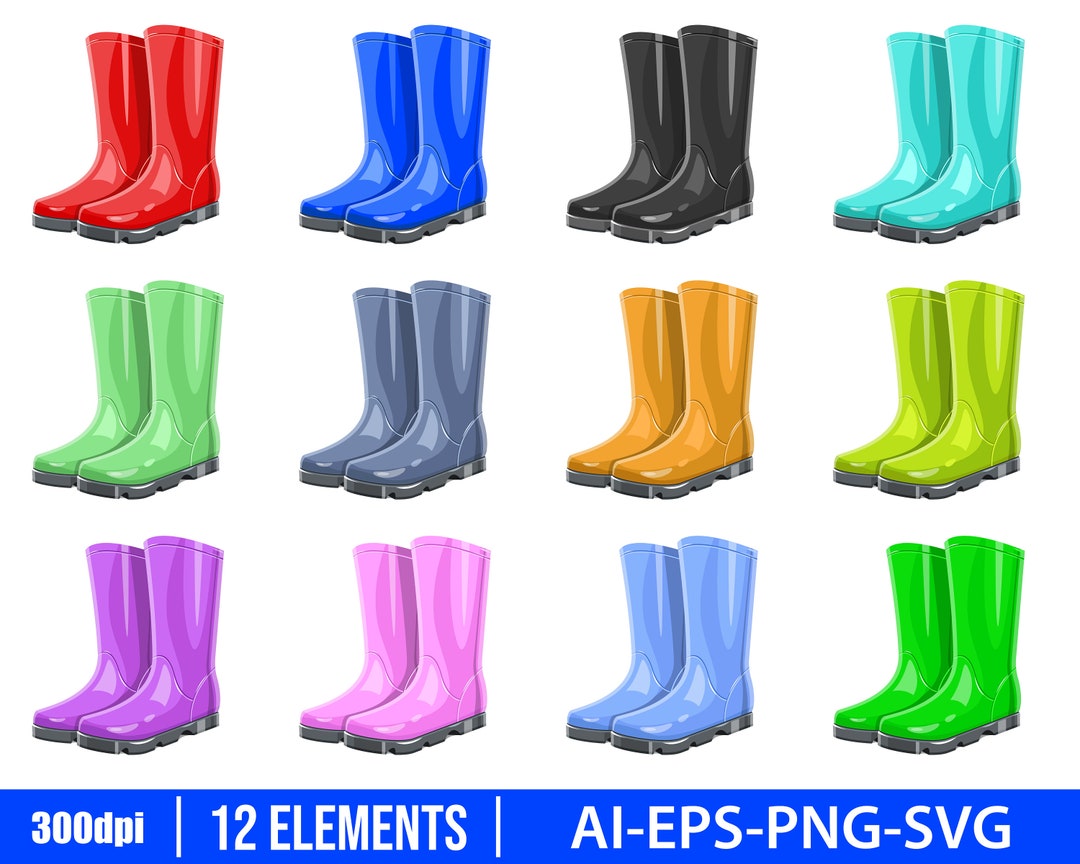 Rubber Garden Boots Clipart Vector Outdoor Footwear Illustration ...