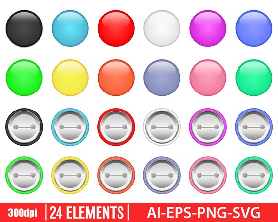 Button Pin Clipart Vector Design Illustration. Button Pin Set. | Etsy