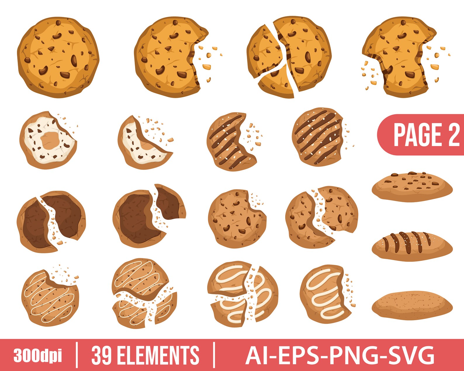 Homemade Tasty Cookies Clipart Vector Design Illustration. - Etsy