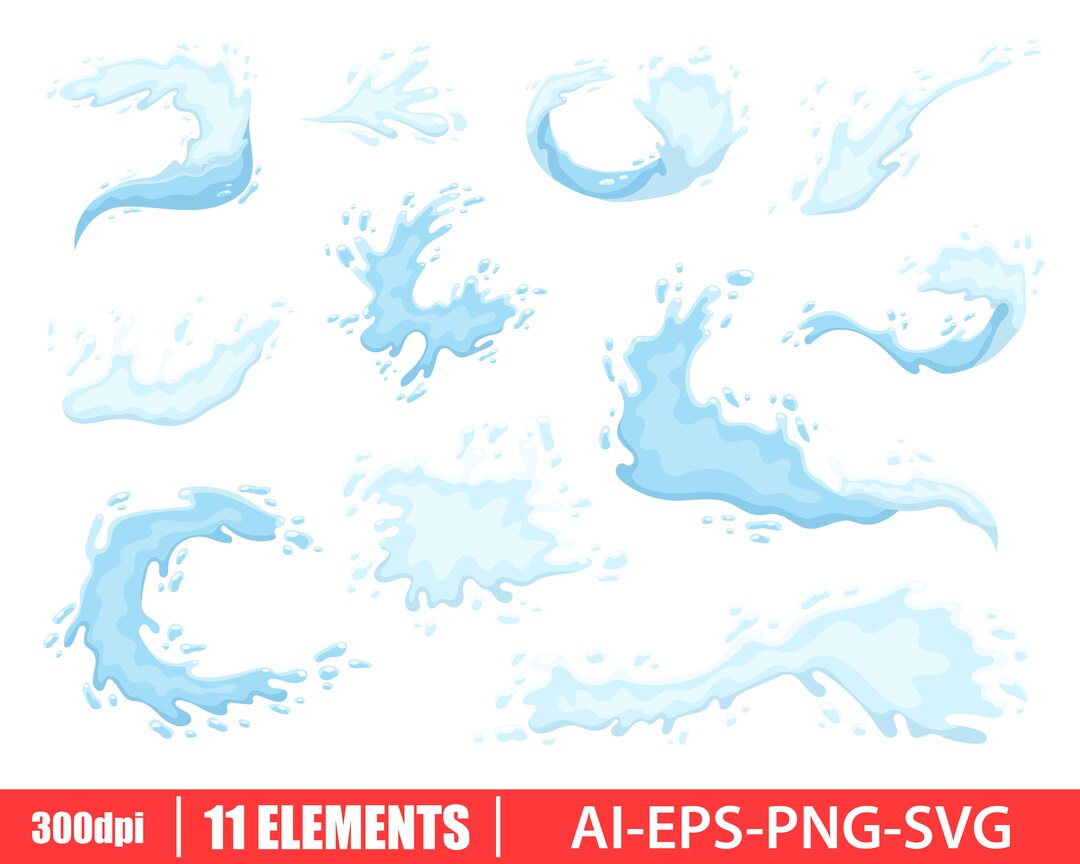 Water Splash Clipart Vector Design Illustration. Water Splash Set ...