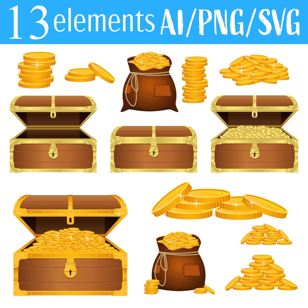 Treasure Chest Clipart Vector Digital Art Pirate Chest Graphics ...