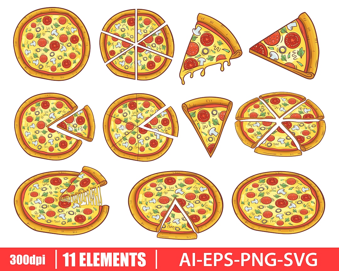 Pizza Clipart Vector Design Illustration. Pizza Set. Vector Clipart ...